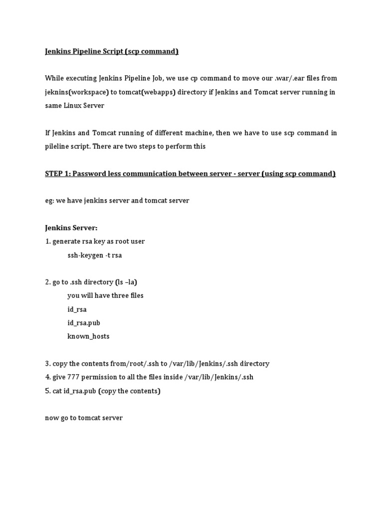 Jenkins Pipeline Script SCP Command | PDF