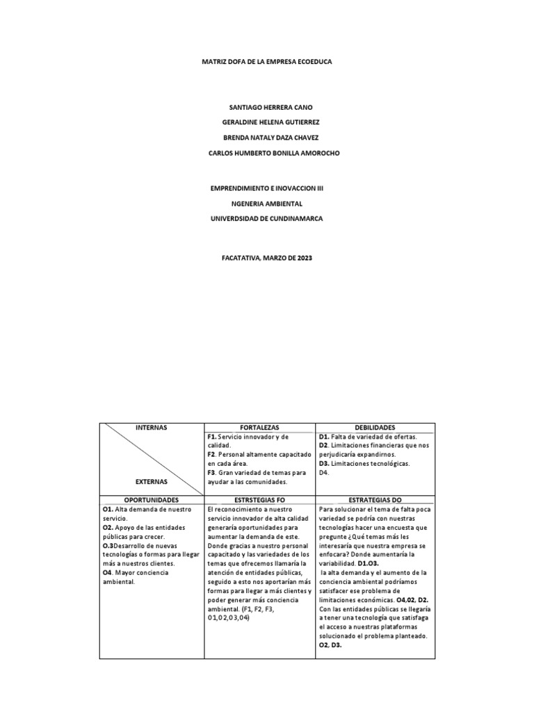 Matriz Dofa | PDF | Business | Economias