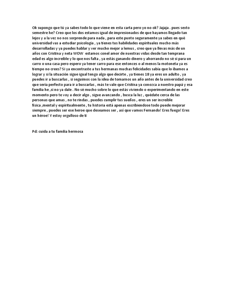 Carta A Mi Yo Futuro | PDF