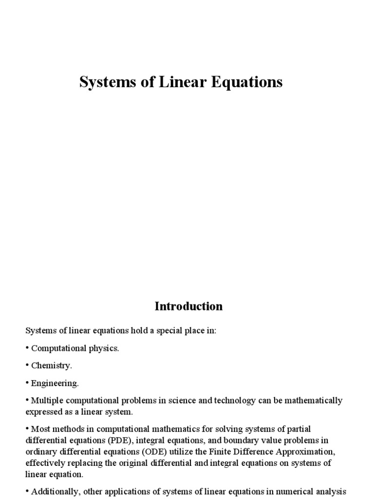 Systems Of Linear Equations Pdf Matrix Mathematics System Of Linear Equations
