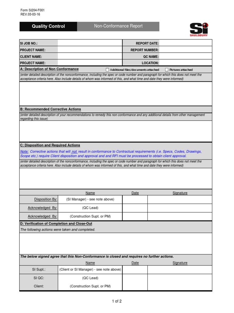 SI204-F001 NCR - Report - Form | PDF | Computing