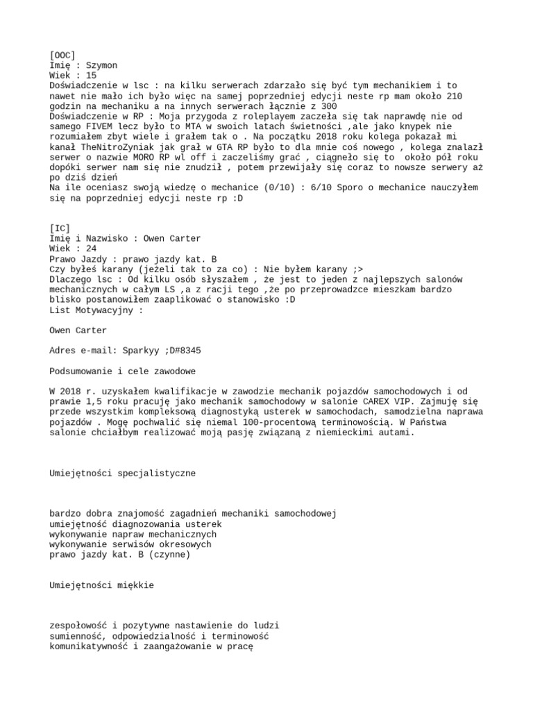 Podanie Mechanik Neste RP | PDF