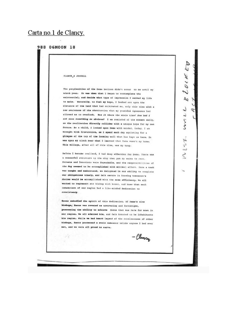 Carta No.1 de Clancy | PDF