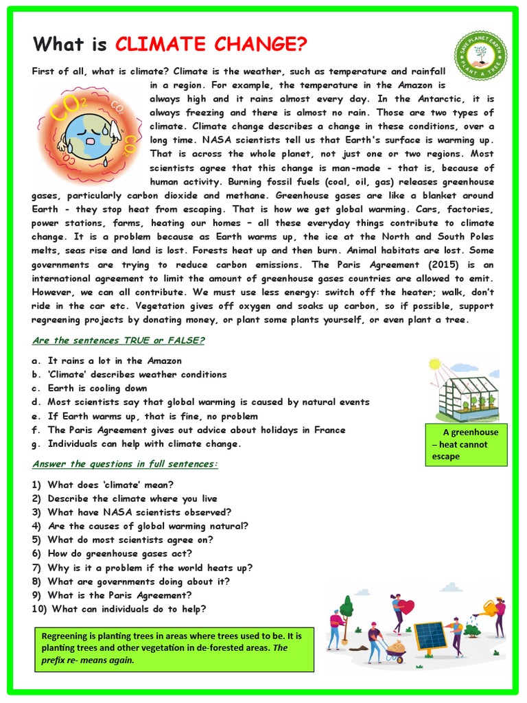 What Is Climate Change Reading Comprehension Exercises - 138234 | PDF ...