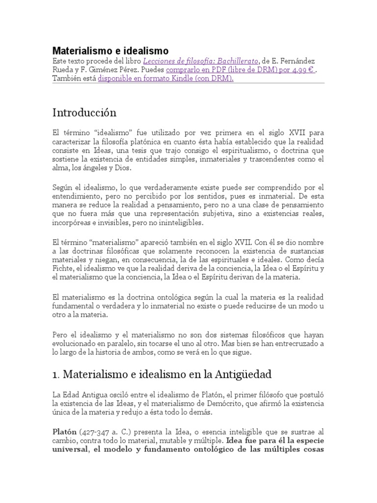Materialismo e Idealismo | PDF | Materialismo | Idealismo