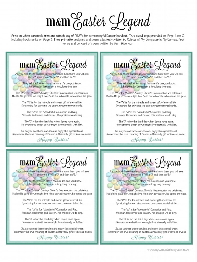 Freebie Easter M M Poem Printable 2 | PDF