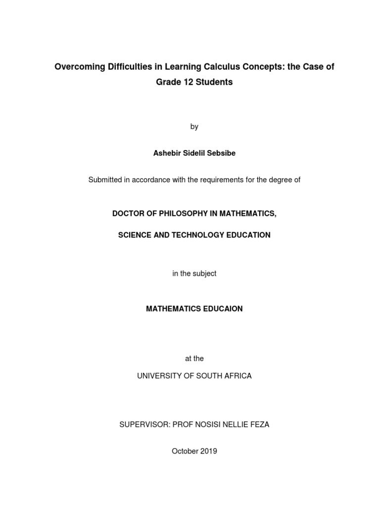 Overcoming Difficulties in Learning Calculus Concepts: The Case of ...