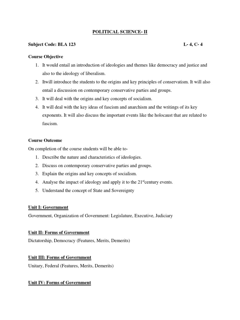 Political Science II: Ideologies & Government | PDF | Social Science ...