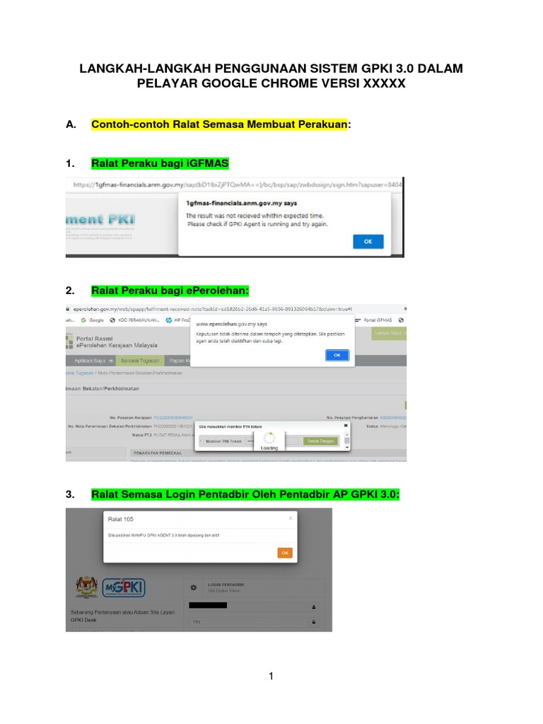 Langkah-Langkah Penggunaan Sistem Gpki 3.0 Dalam Pelayar Google Chrome Versi XXXXX | PDF