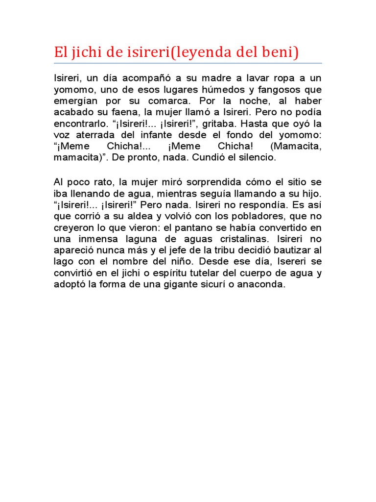 El Jichi Isireri Leyenda | PDF