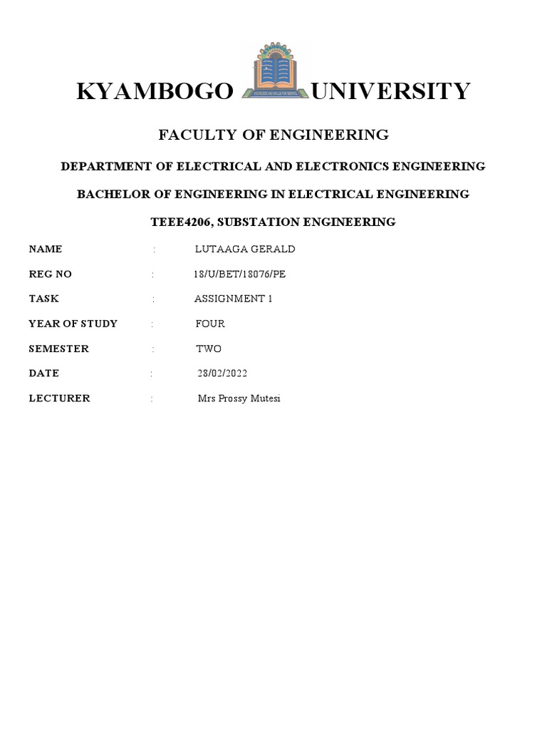 Assignment | Download Free PDF | Electrical Substation | Power Supply Assignment | Download Free PDF | Electrical Substation | Power Supply