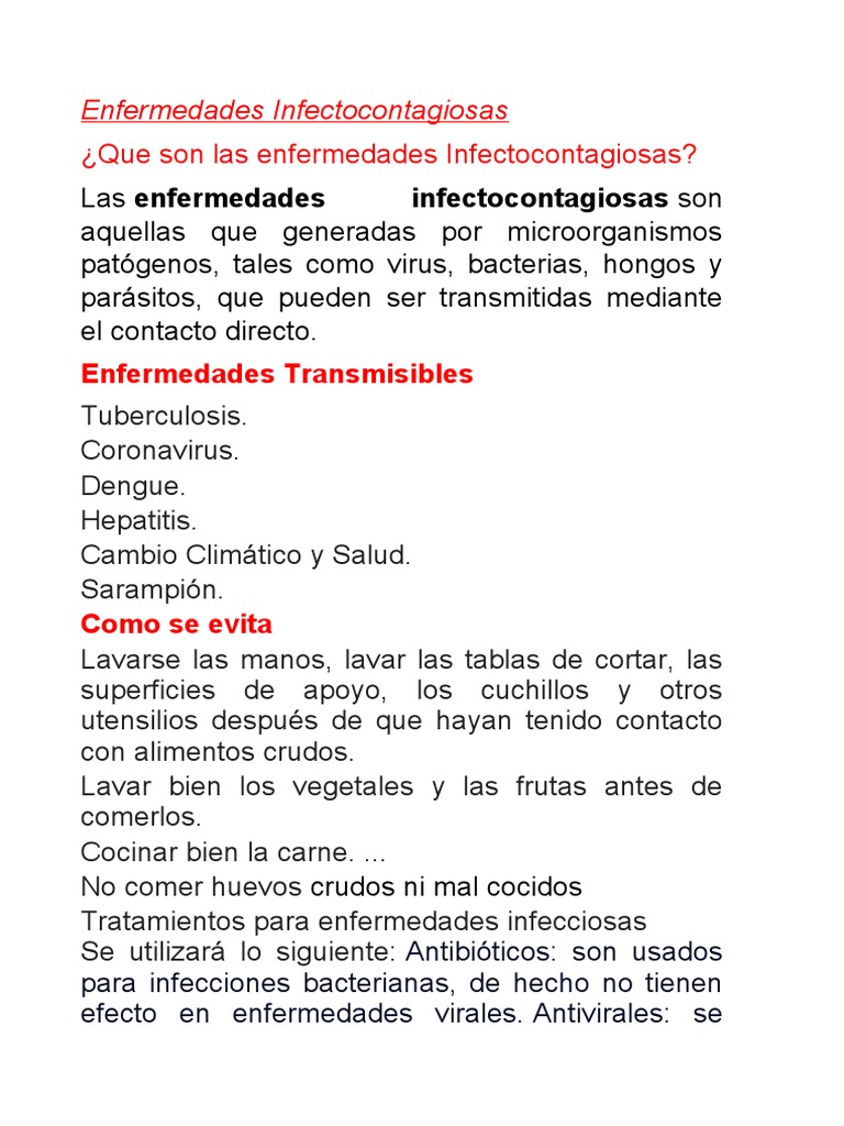 Enfermedades Infectocontagiosas | PDF