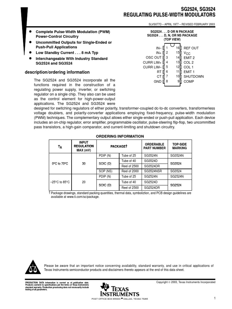SG3524N | Download Free PDF | Amplifier | Electronic Oscillator