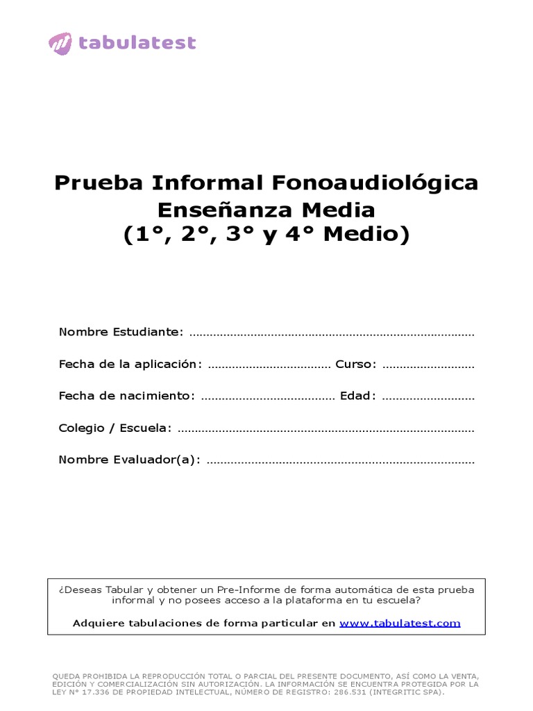 MED - EV. FONOAUDIOLÃ-GICA (PRUEBA) | PDF | Palabra | Lingüística