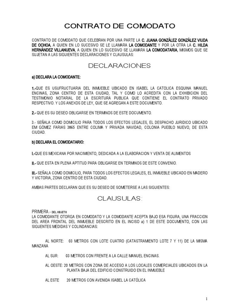 Contrato de Comodato | PDF