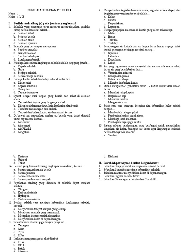 PH Kelas 4 PLH BAB 1 | PDF