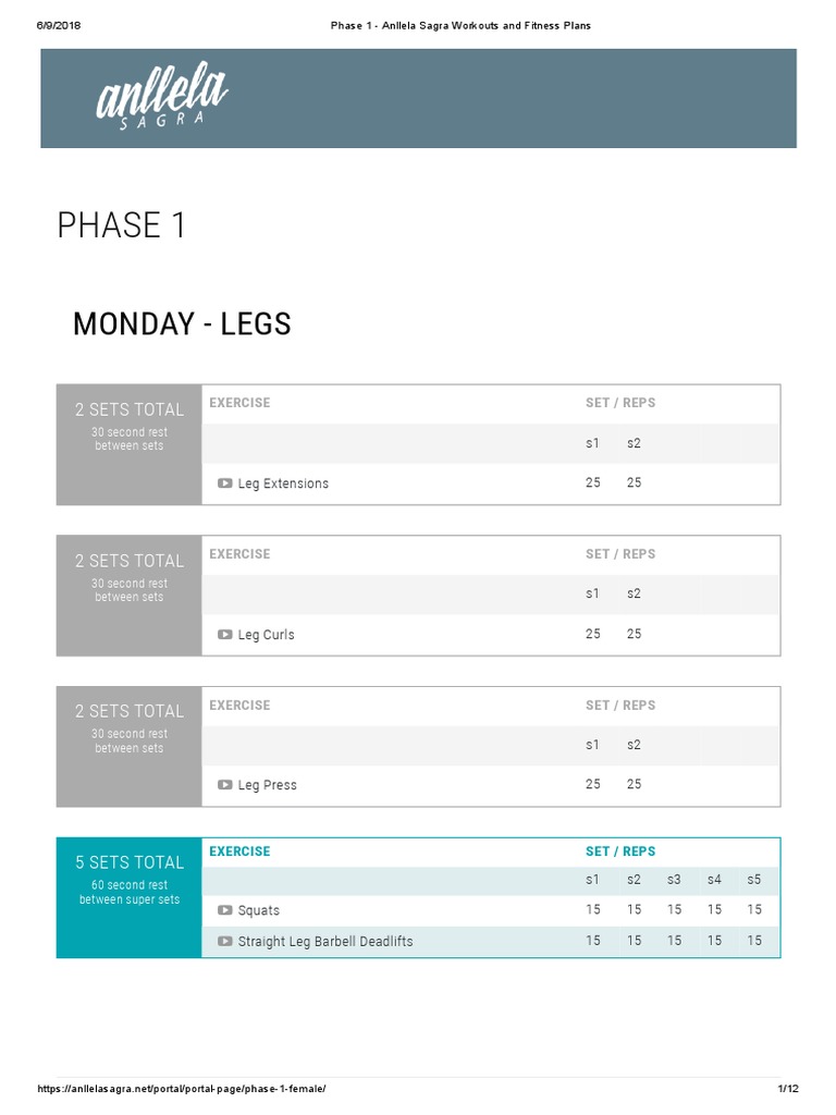 Phase 1: Monday - Legs | PDF | Weight Training | Individual Sports