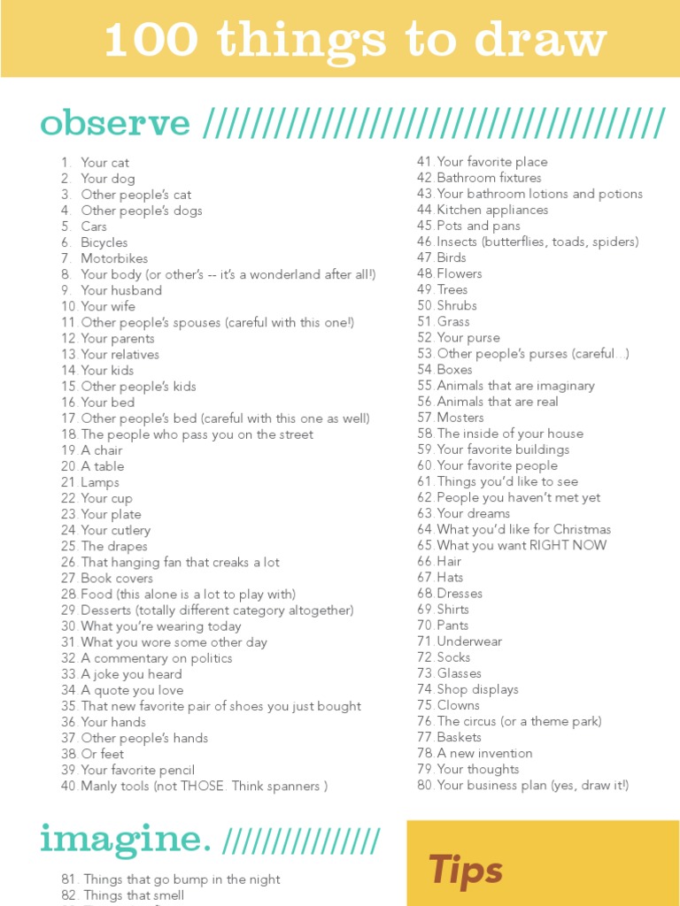 100 Creative Drawing Prompts | PDF | Clothing | Leisure