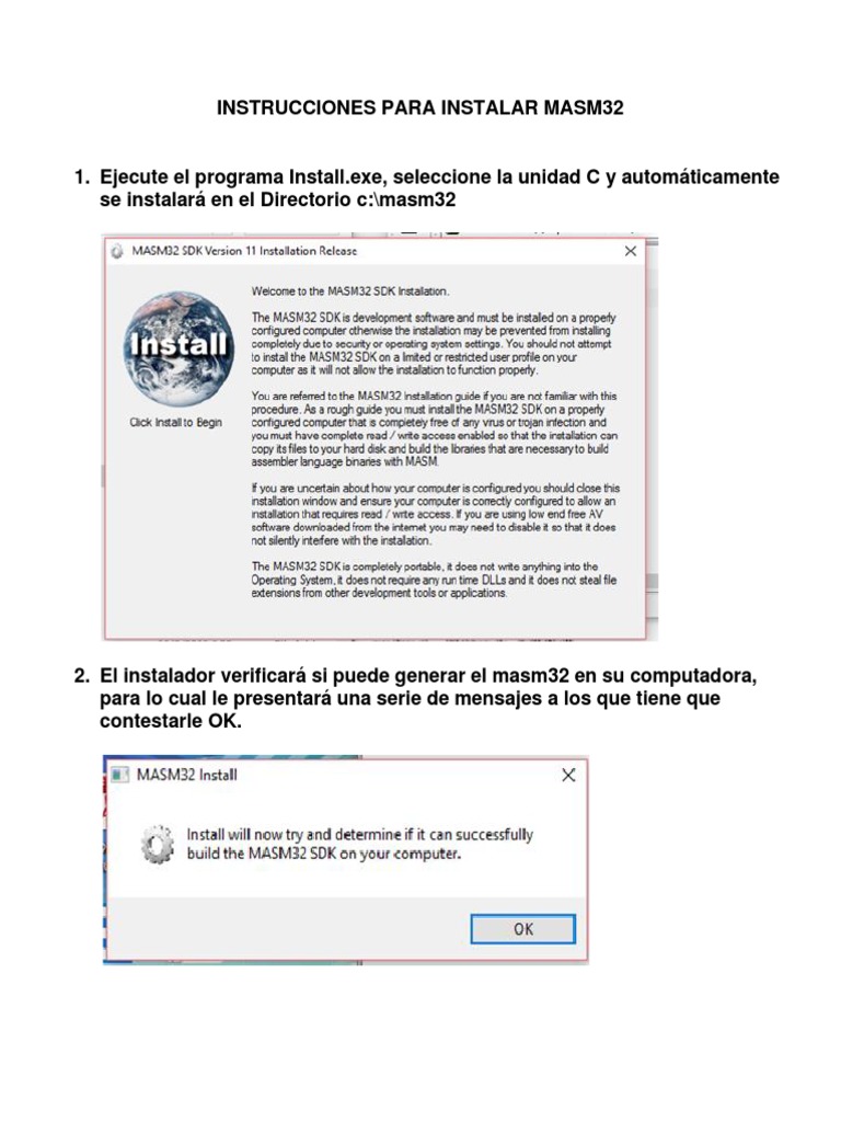 Manual de Instalacion Masm32 | PDF