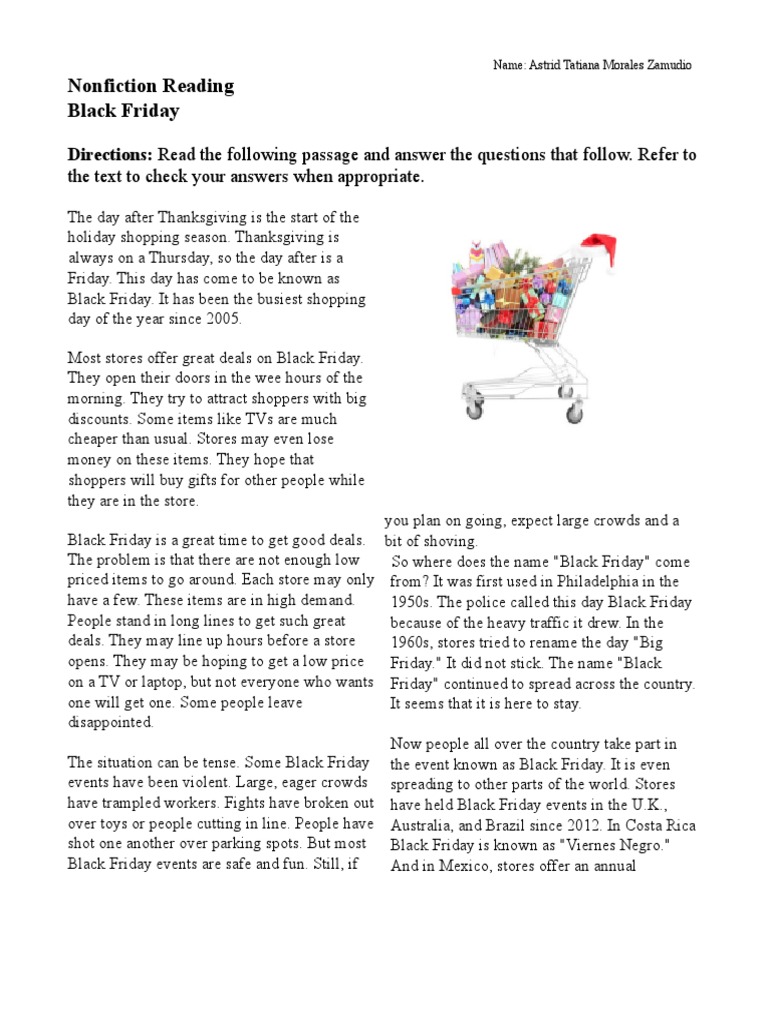 Nonfiction Reading Test Black Friday | PDF | Black Friday (Shopping)