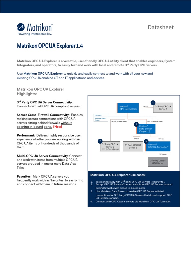 Matrikon OPC UA Explorer: Datasheet | PDF | Server (Computing ...