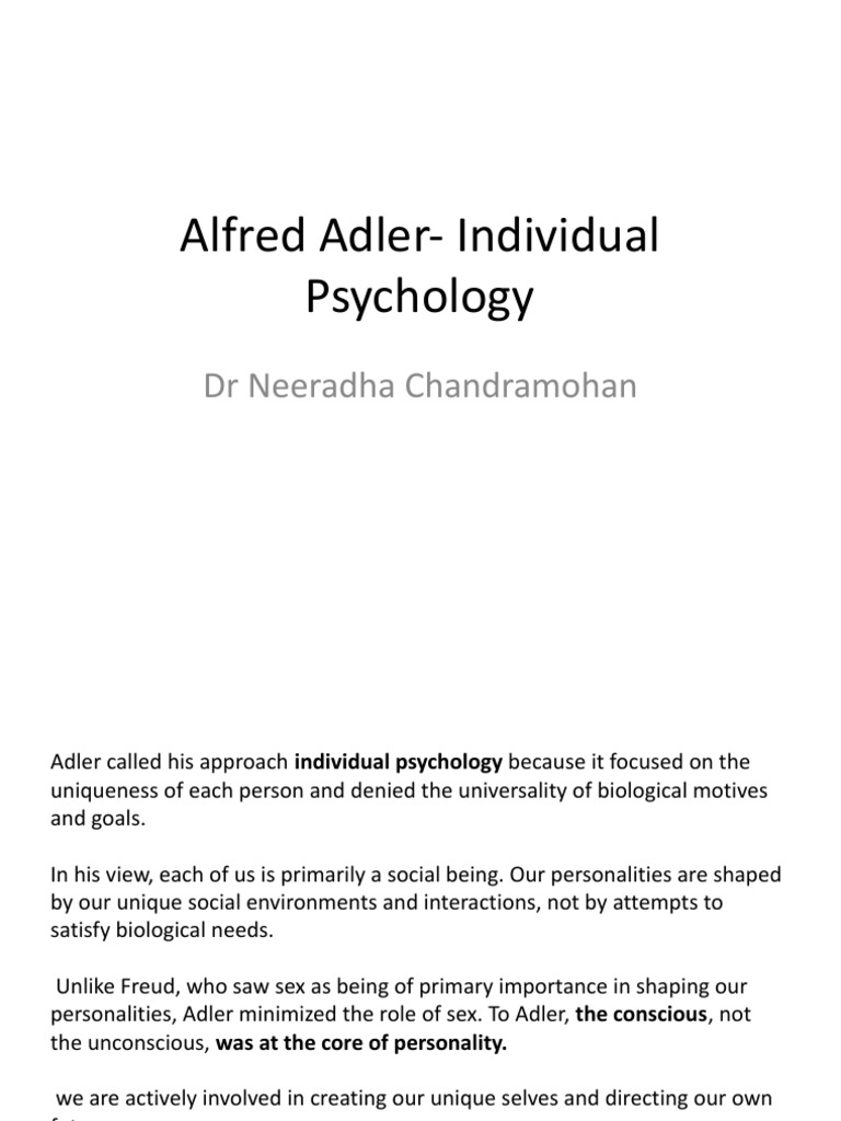 Adler's Individual Psychology Explained | PDF | Social Psychology ...