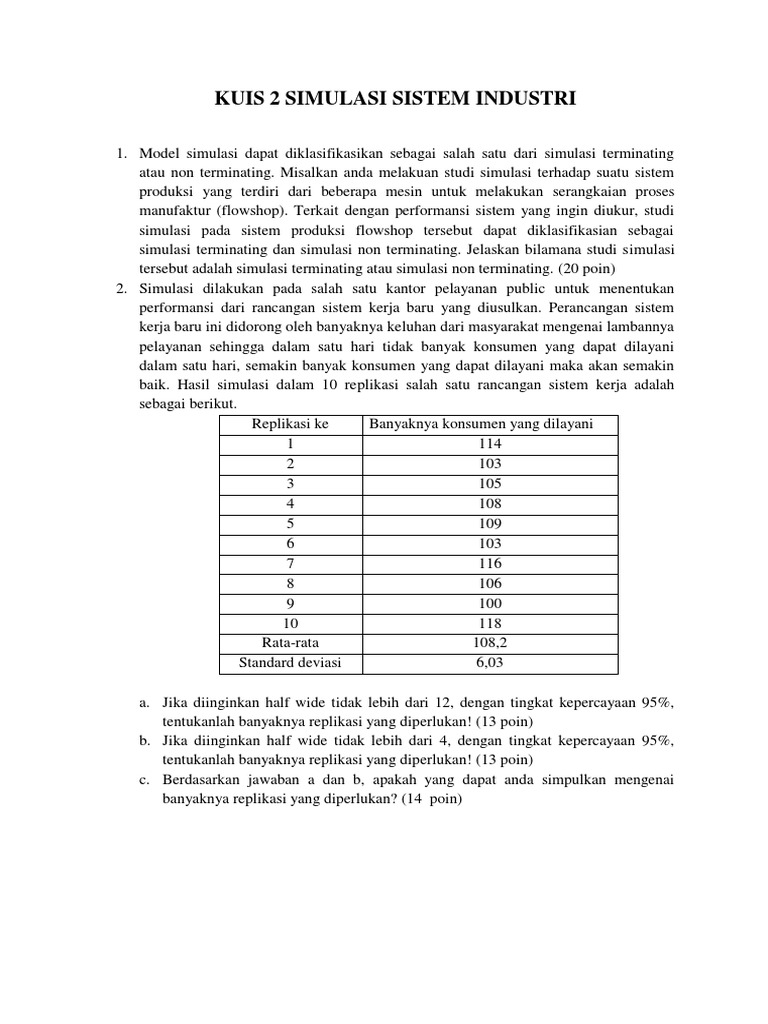 Kuis 2 Simulasi Sistem Industri | PDF