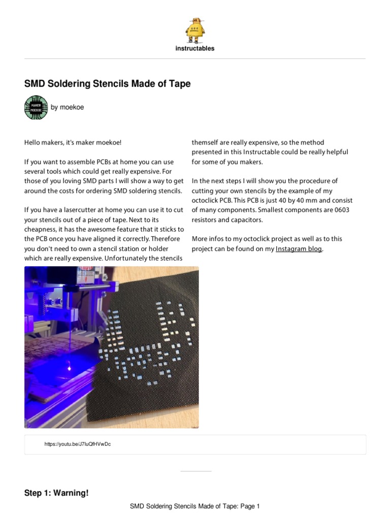 SMD Soldering Stencils Made of Tape | PDF | Printed Circuit Board ...