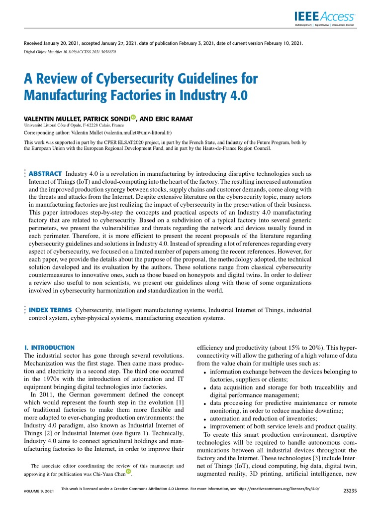 A Review of Cybersecurity Guidelines For Manufacturing Factories in ... A Review of Cybersecurity Guidelines For Manufacturing Factories in ...