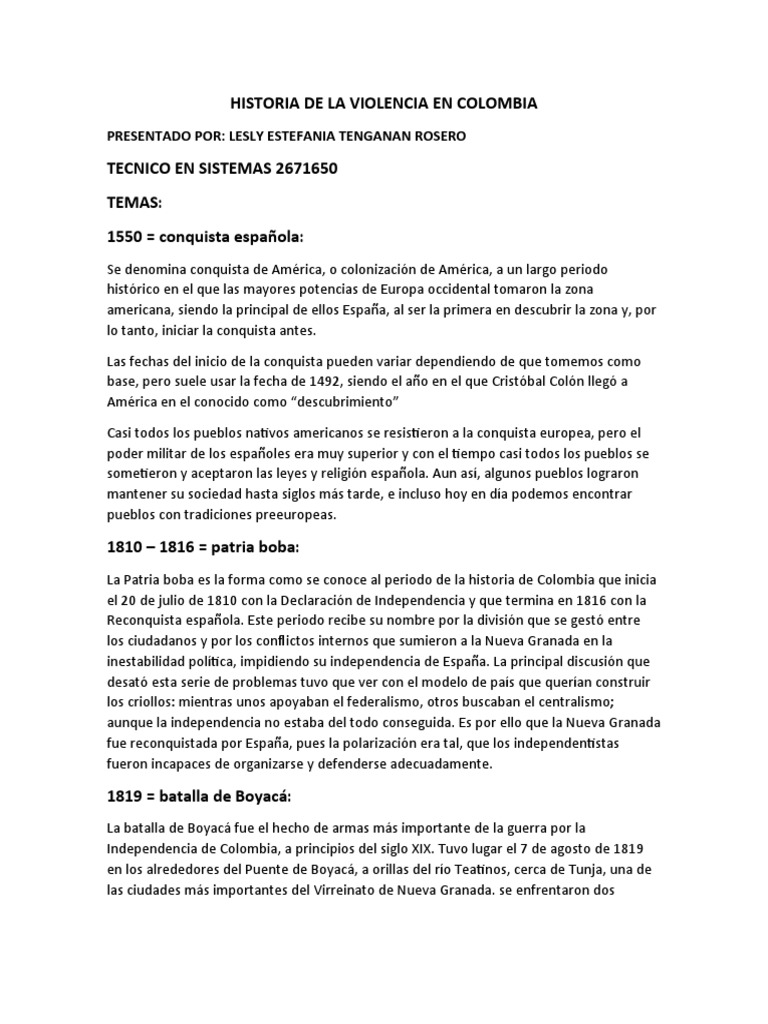 historia de la violencia en Colombia (1) | PDF | Colombia | Política de colombia