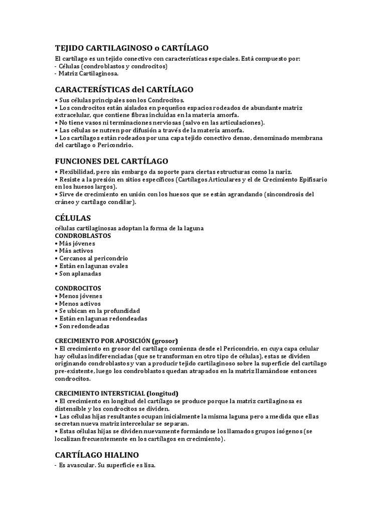 Tejido Cartilaginoso O Cartílago: Condroblastos | PDF | Cartílago ...