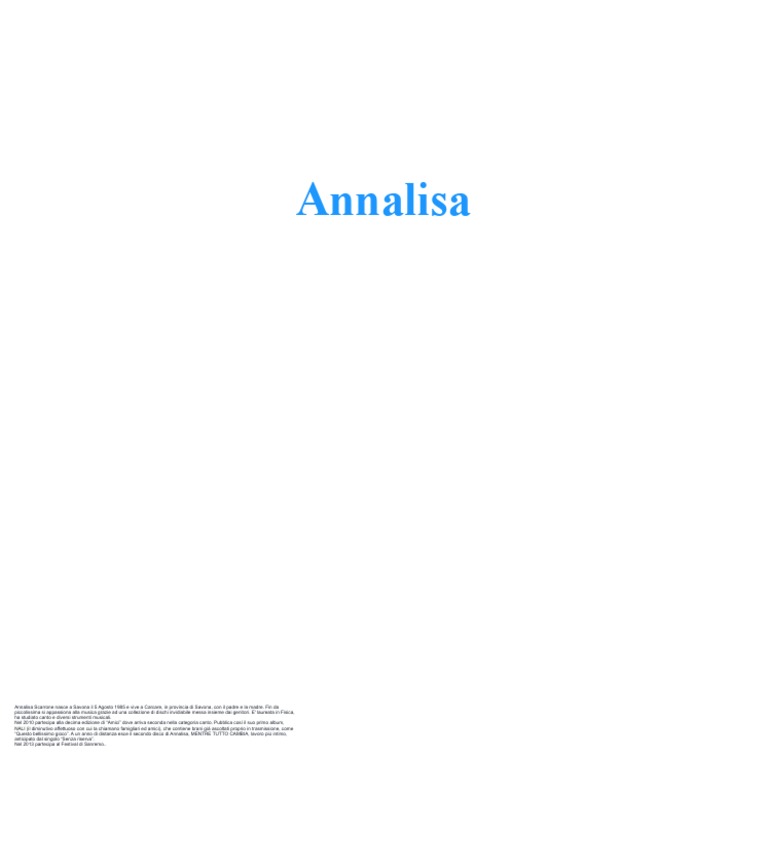 Annalisa | PDF