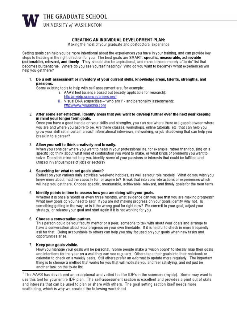 Individual Development Plan Guide | PDF | Goal | Experience