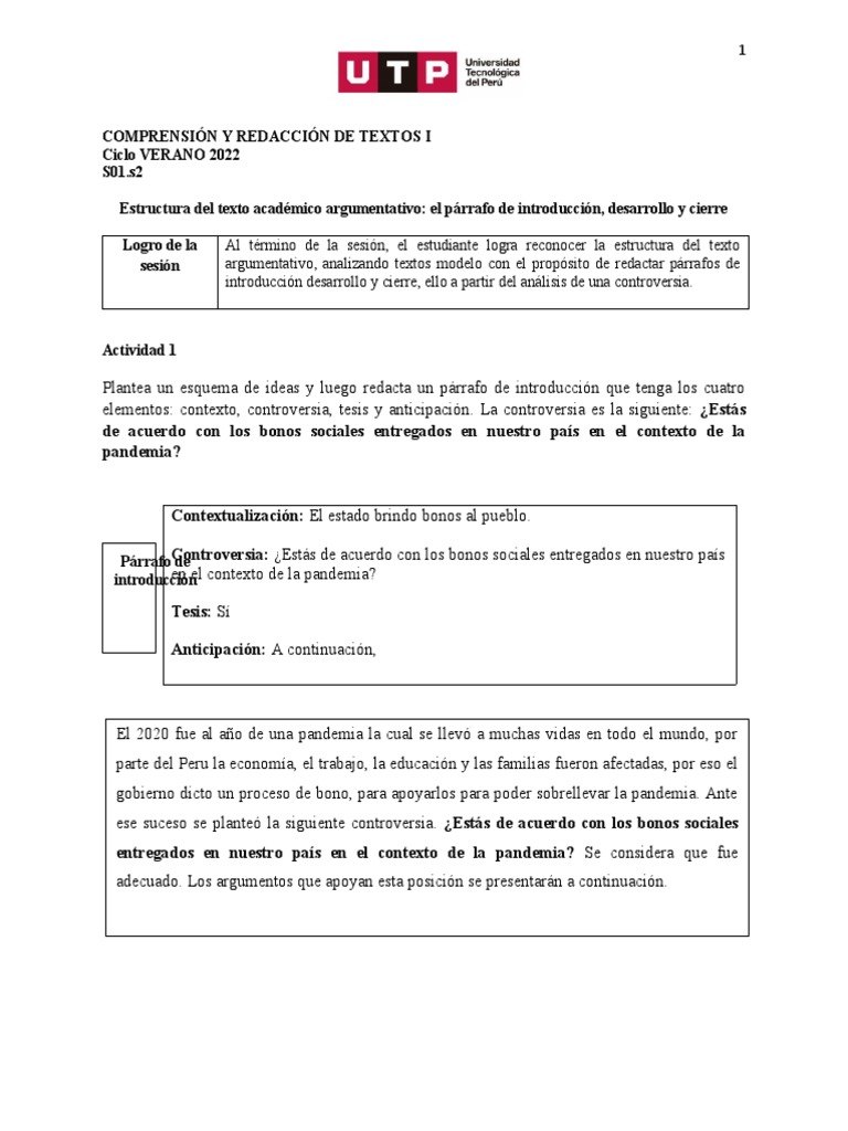 S01.s2 - Párrafo de Introducción, Desarrrollo, Cierre y Esquema de ... S01.s2 - Párrafo de Introducción, Desarrrollo, Cierre y Esquema de ...