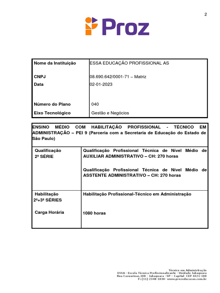 Novotec - Adm Pei 9 Entrada de 2° Ano Com 2º e 3º Ano | PDF ...