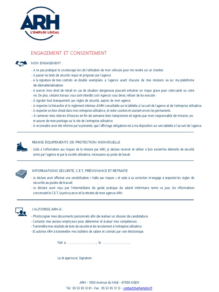 Engagement et Consentement en Intérim | PDF | Intérim (travail) | Sécurité