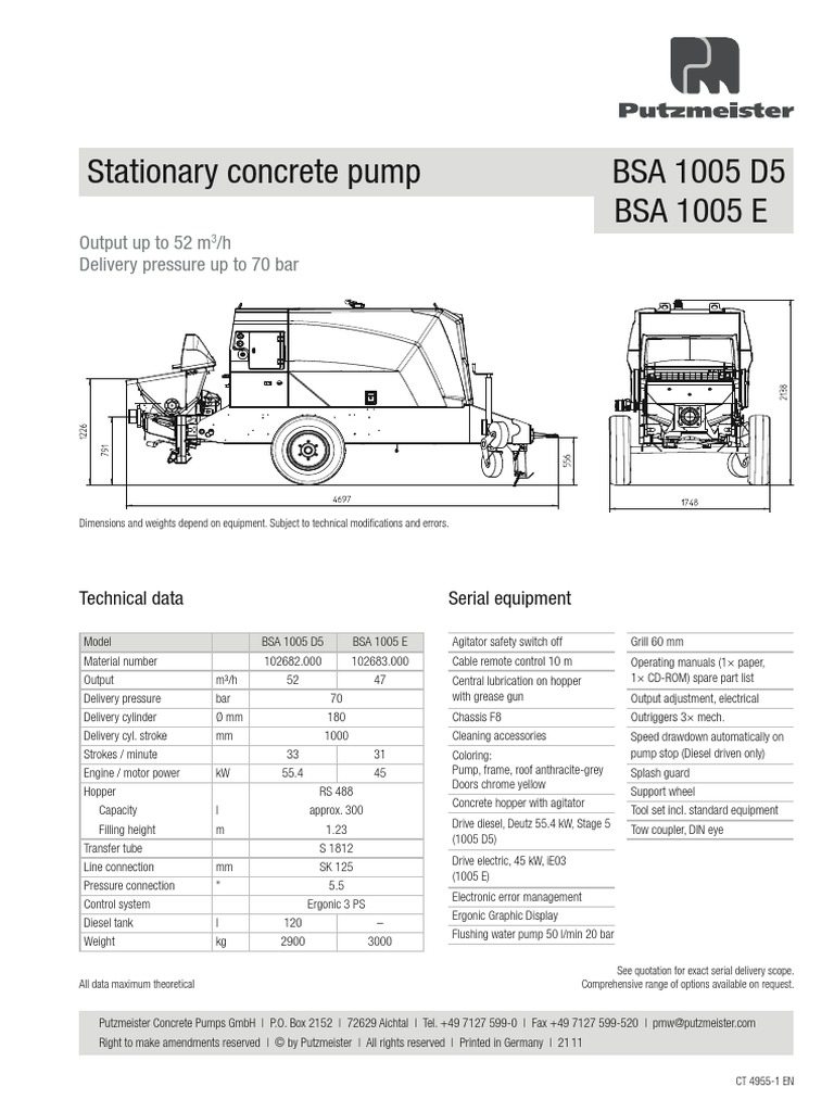 BSA 1005 D5 - E Data Sheet EN | PDF | Diesel Engine | Car