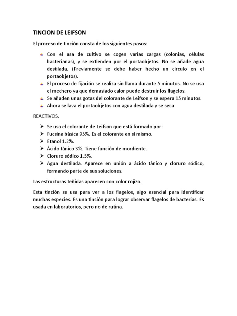 Tincion de Leifson | PDF | Tinción | Las bacterias
