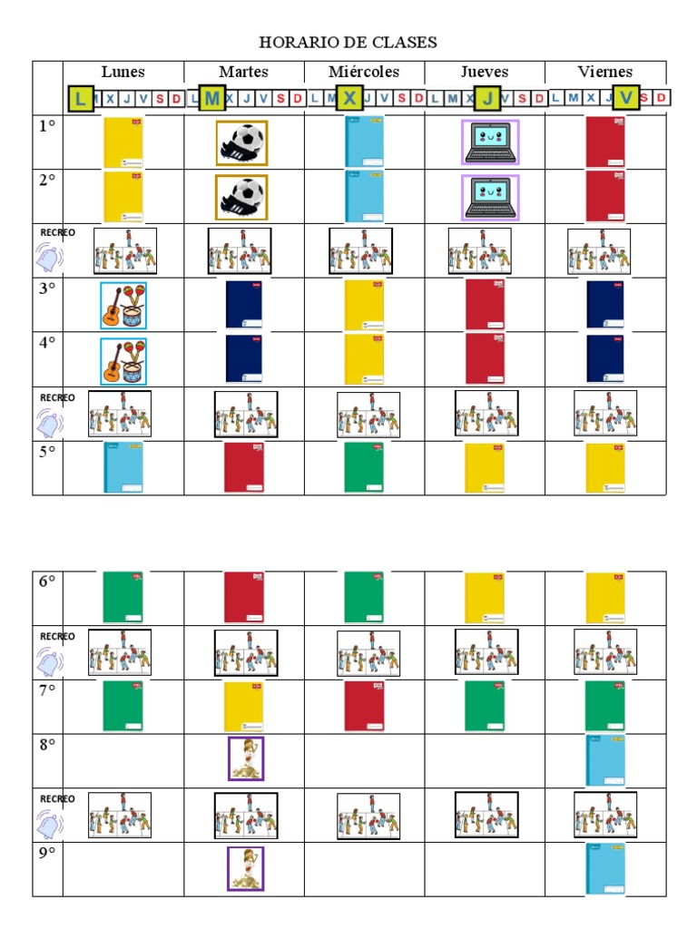 HORARIO DE CLASES Pictogramas 2 | PDF
