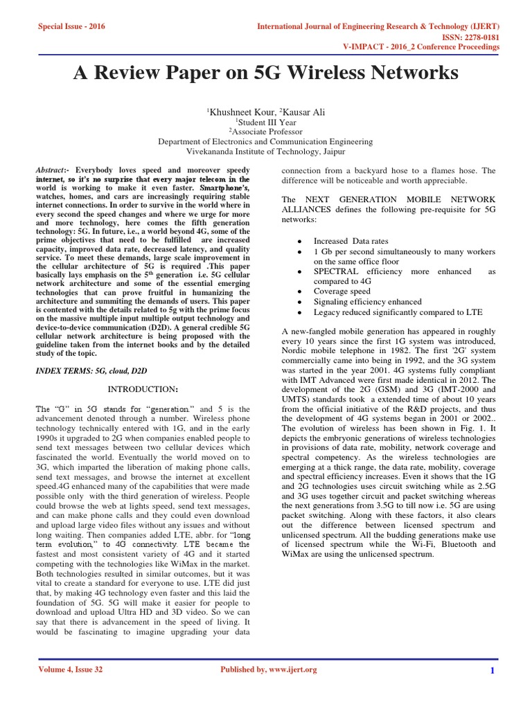 A Review Paper On 5g Wireless Networks IJERTCONV4IS32025 | PDF | 4 G | 3 G