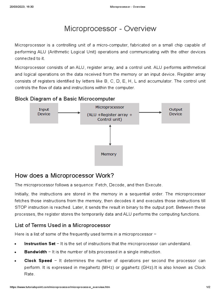 Microprocessor - Overview | PDF | Central Processing Unit | Microprocessor Microprocessor - Overview | PDF | Central Processing Unit | Microprocessor