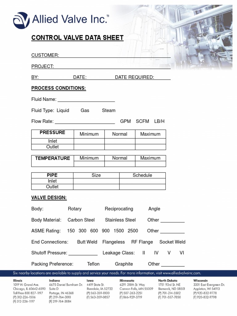 Control Valve Data Sheet Final | PDF