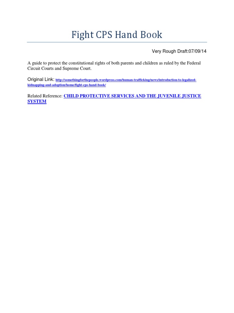 Fight CPS Handbook | PDF | Child Protective Services | Fourth Amendment ...