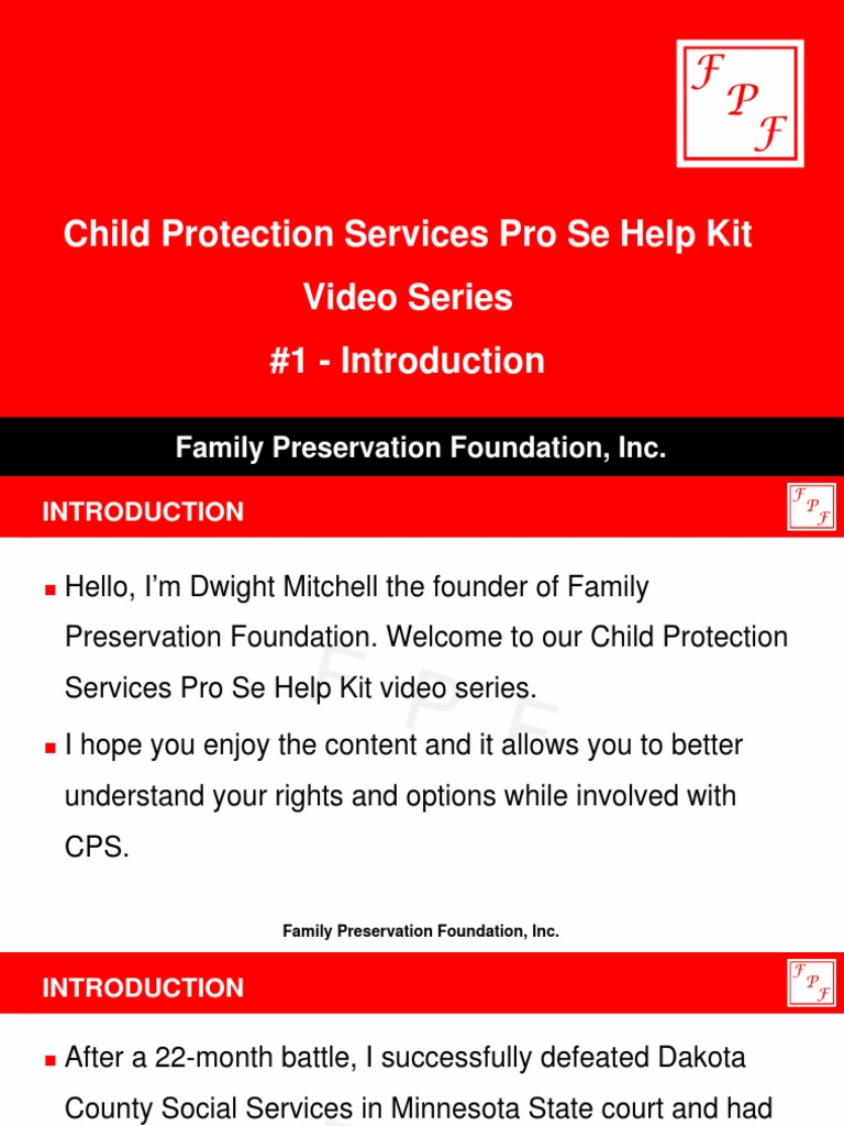 Child Protection Services Pro Se Help Kit Video Series #1 ...