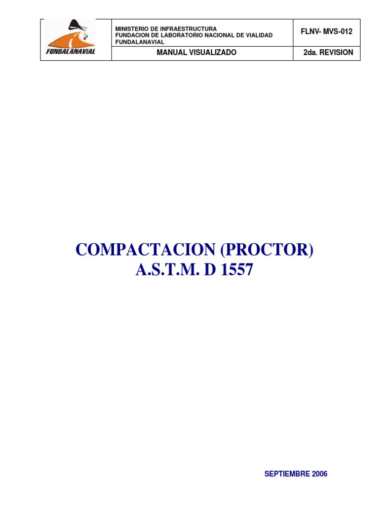 MVS-012 (PROCTOR) Compactación Modificado ASTM D 1557 | PDF ...