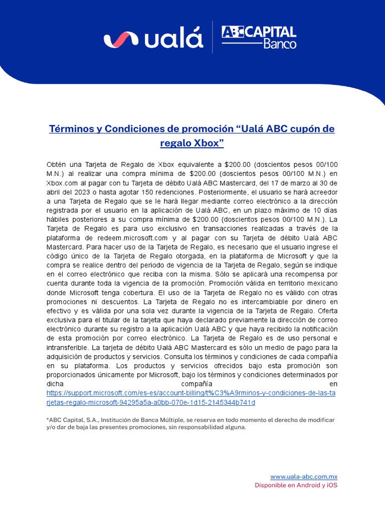 T Rminos y Condiciones Xbox | PDF | Tarjeta de débito | Master Card