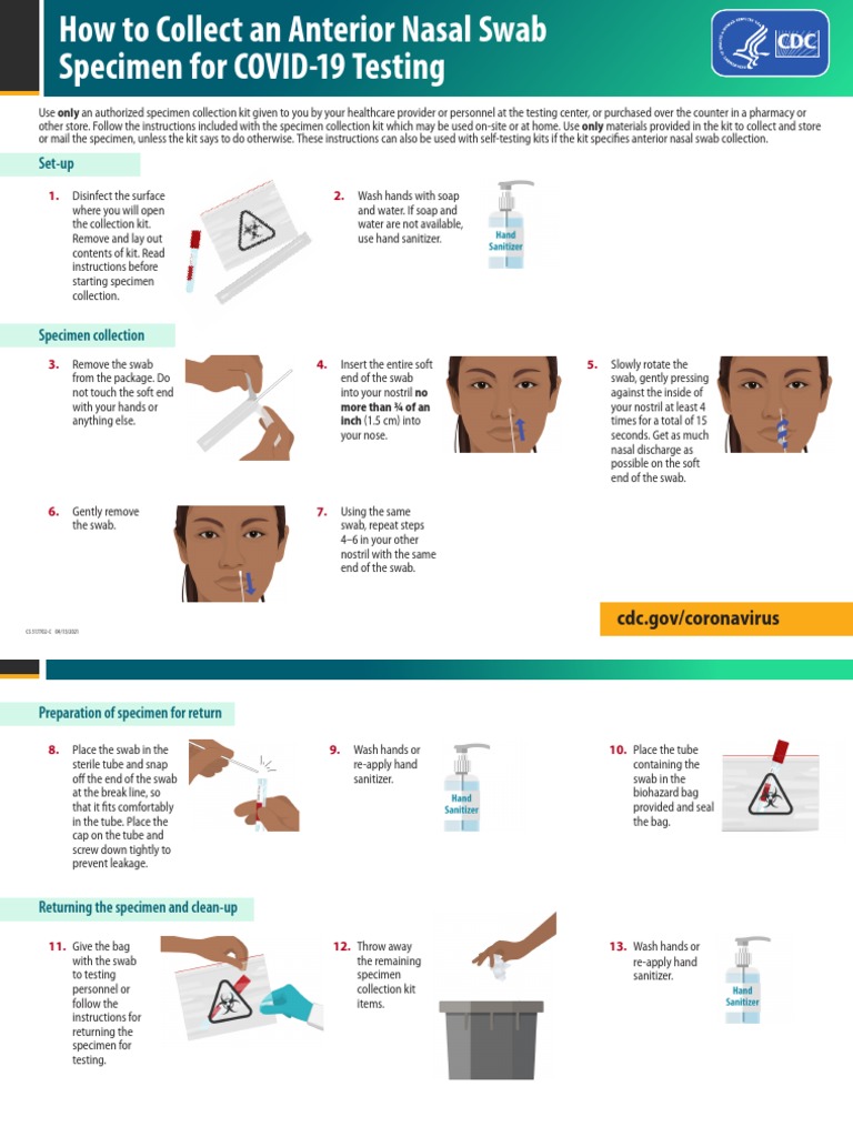 How To Collect Anterior Nasal Specimen For COVID 19 | PDF | Disinfectant