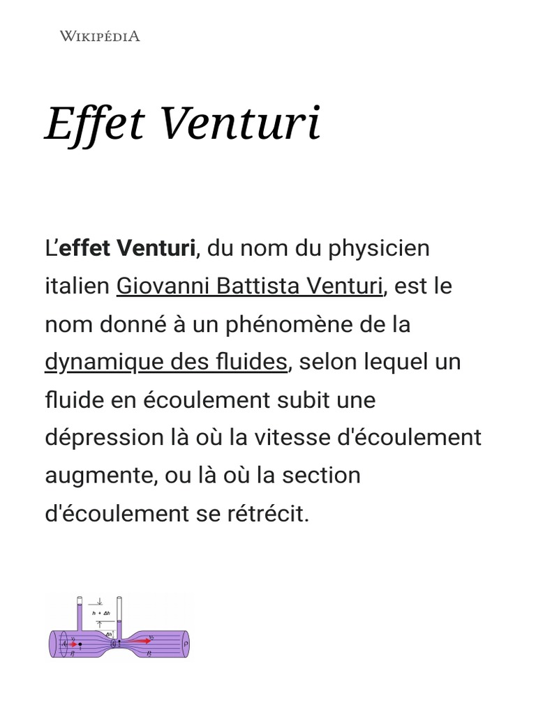 Effet Venturi - Wikipédia | PDF | Matière molle | Mécanique des milieux ...