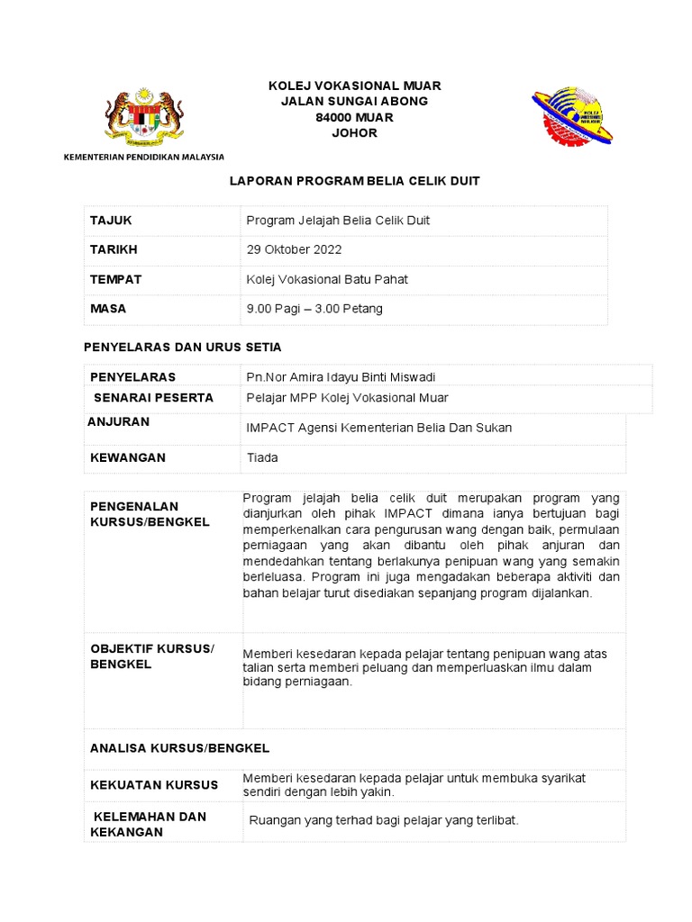 Laporan Celik Duit | PDF