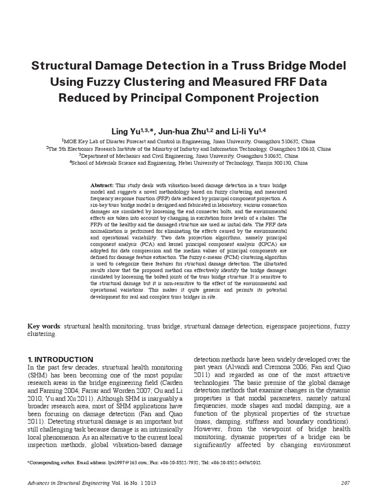 Structural Damage Detection in A Truss Bridge Model Using Fuzzy Clustering and Measured FRF Data ...